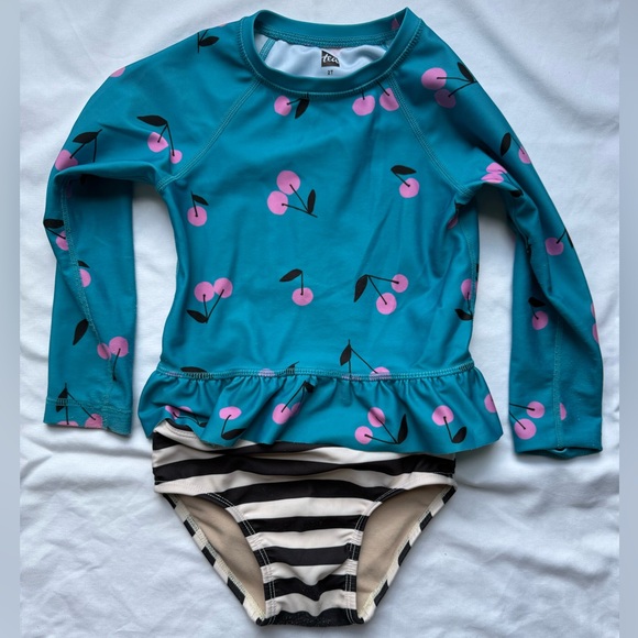 Tea Collection | Swim | Tea Collection Blue And Pink Rashguard Swim Set ...